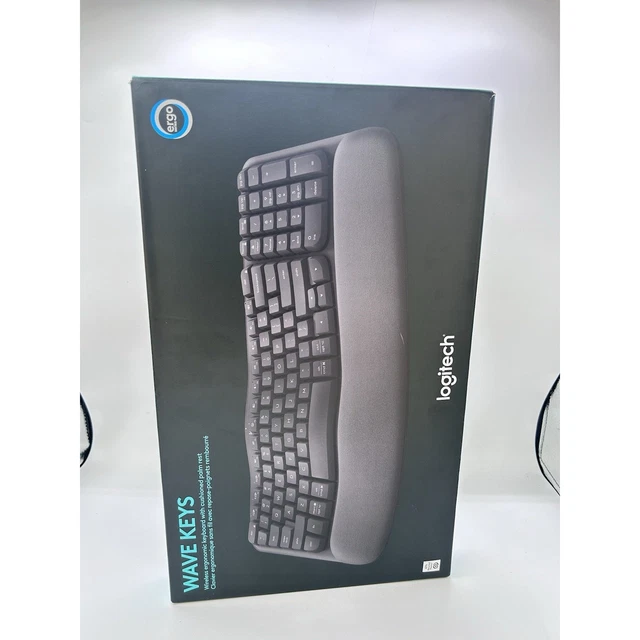LOGITECH WAVE KEYS Wireless Ergonomic Keyboard with Cushioned Palm Rest ...