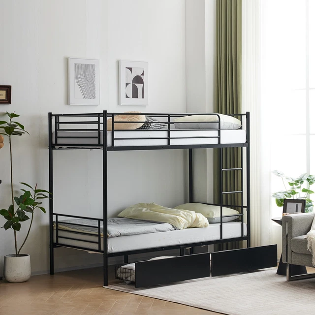 BUNK BED HIGH Sleeper Mental Frame Slats Childrens Kids Single with Two ...