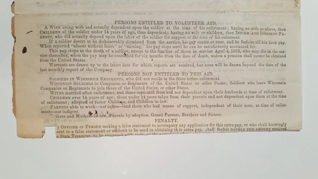 GUERRE CIVILE DOC. Signé Par Lucius Fairchild / Wisconsin Juin 1 1864 ...
