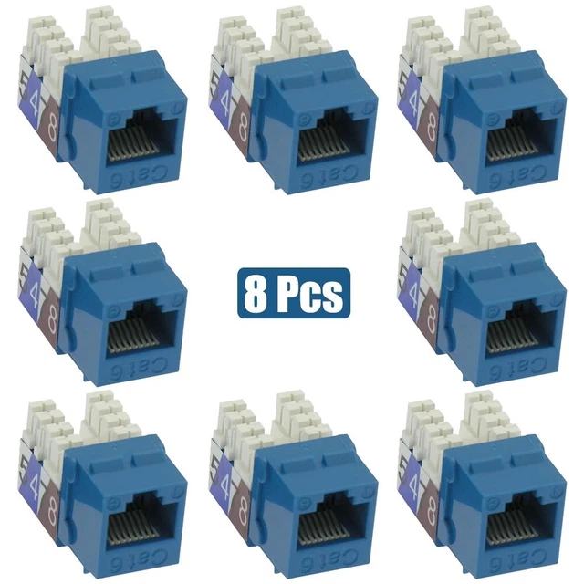 8X CAT6 RJ45 Network LAN Ethernet Keystone Jack 110 Punch Down Snap In ...