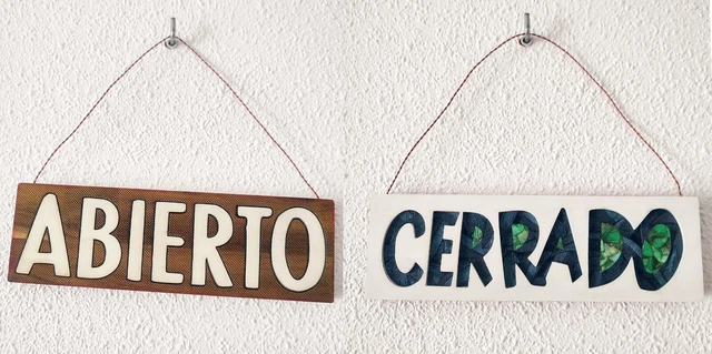 LETRERO ABIERTO CERRADO de madera hecho a mano para negocios EUR 24,60 ...