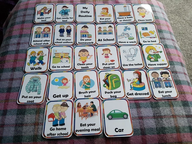 DAILY ROUTINE CHART flashcards Autism ASD SEN educational visual ...