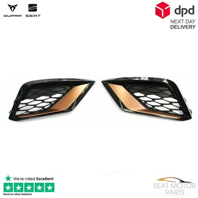 GENUINE SEAT LEON CUPRA Copper/Gold Front Bumper Grille Inserts 2017 ...
