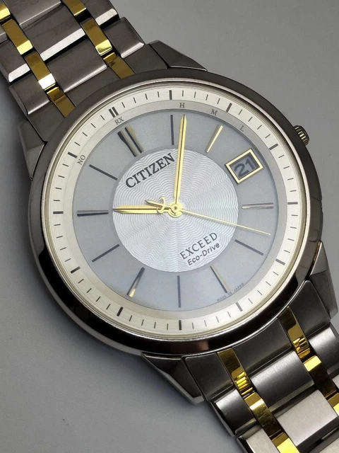 CITIZEN EXCEED RADIO Solar Ultra-Thin Dress Watch Titanium 6.96mm Gold ...
