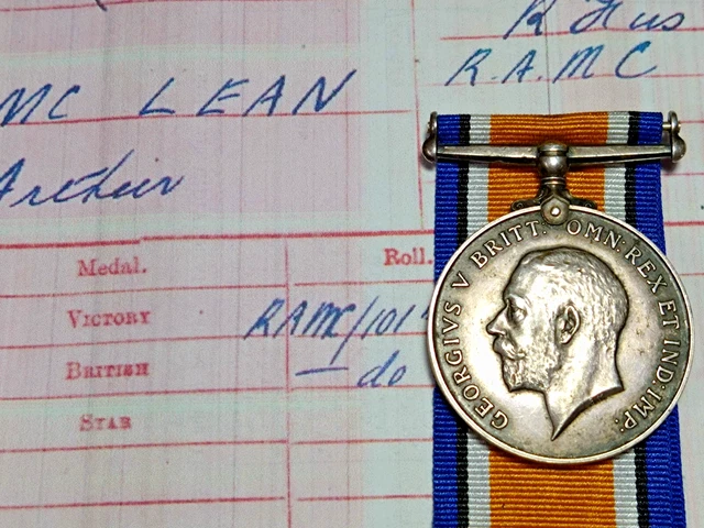 BRITISH WW1 SILVER War Medal/ Badge Arthur Mclean, Royal Fusiliers ...