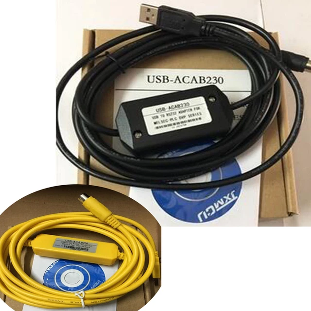 REPLACE DEL-TA PLC Yellow/Black Programming Cable USB-ACAB230 USB-DVP ...