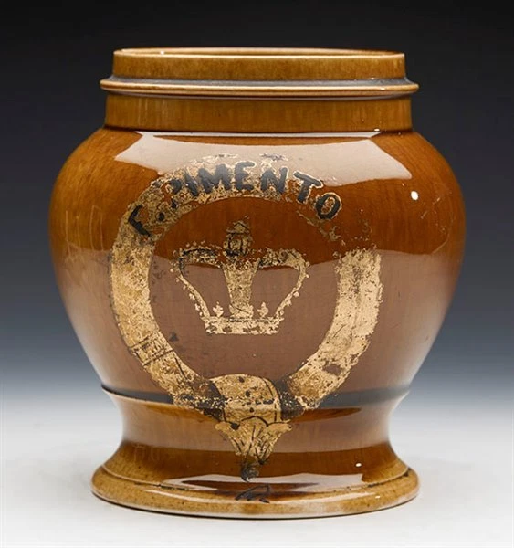 ANTIQUE TREACLE GLAZED Tobacco Jar Marked Pimento 19Th C. £220.00 ...