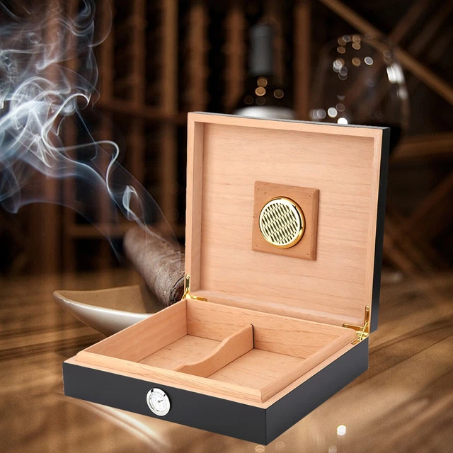 MINI PORTABLE HUMIDOR Cigar Box Wooden Cigarette Container Storage Case ...