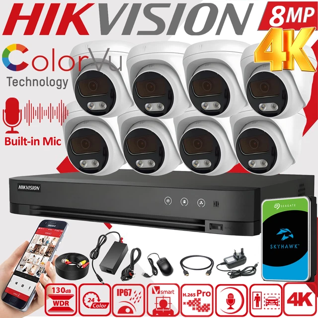 HIKVISION 4K OUTDOOR CCTV Security ColorVu Audio 8MP Camera System ...