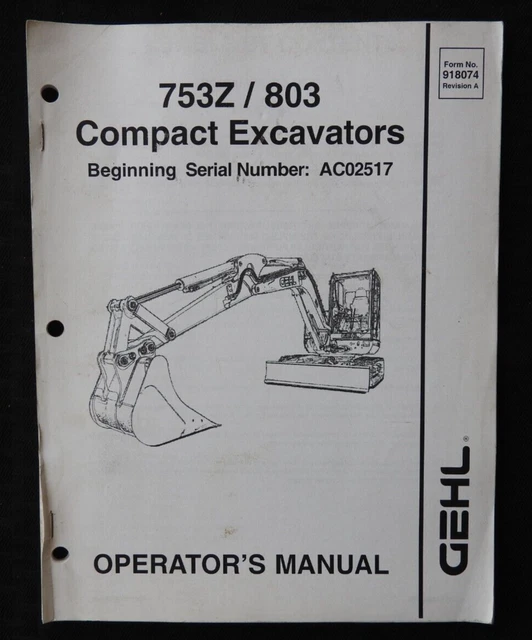 ORIGINAL GEHL 750Z & 803 Kompakt Bagger Betreiber Manuell Gut Form EUR ...