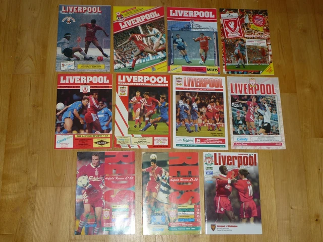 LIVERPOOL V WIMBLEDON football match programmes Collection x11 ...