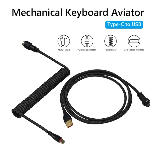 AVIATION CONNECTOR WOVEN Type-C to USB Mechanical Keyboard Aviator ...