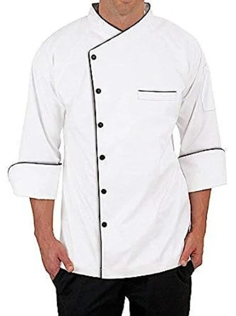 TRADITIONAL SIMPLE BLACK Piping WHITE Color Chef Coat Size 42/XLarge ...