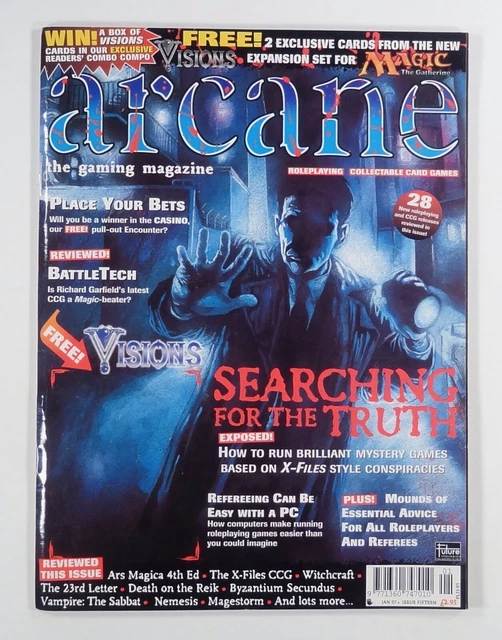 1997 JAN ARCANE UK All Genre TTRPG zine X-FILES STYLE Casino encounter ...