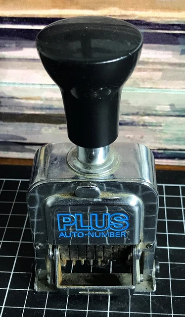 VINTAGE PLUS AUTO Number Metal Self Inking Stamp $48.99 - PicClick AU