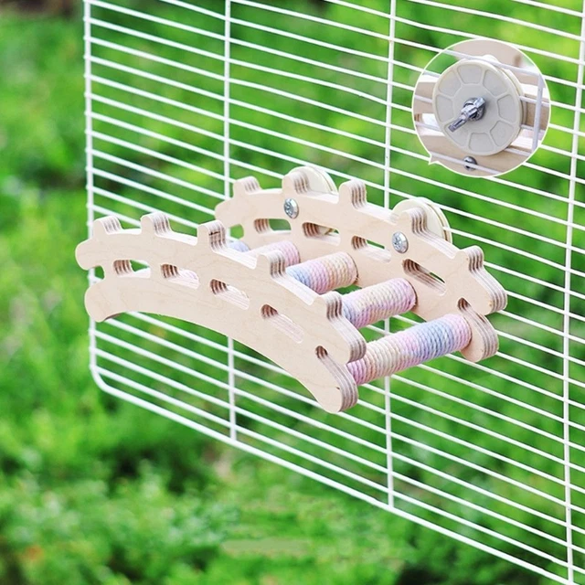 WOODEN PERCH STAND Climbing Ladder Toy For Bird Entertainment Cage ...