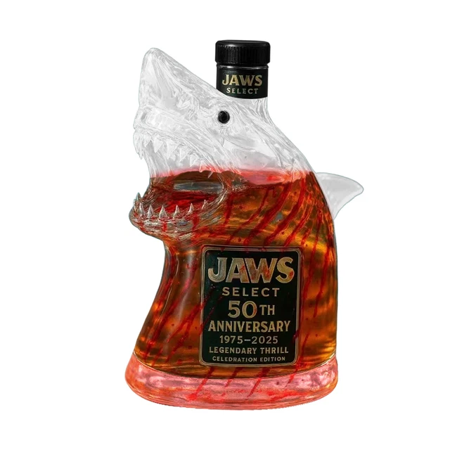 JAWS 50TH ANNIVERSARY Whiskey Bottle Unique Transparent Limited Edition ...