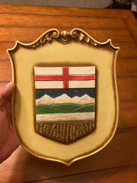 VINTAGE SHIELD WALL Plaque Medieval Coat of Arms Alberta Canada By ...