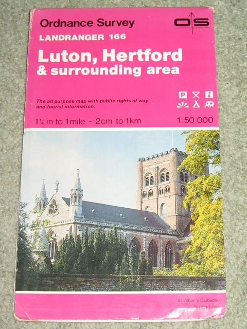 OS ORDNANCE SURVEY Landranger Map Sheet 166 Luton, Hertford ...