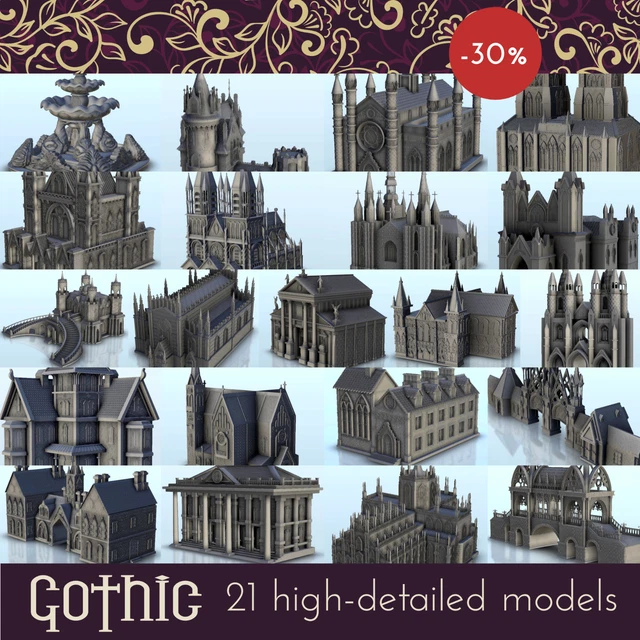 GOTHIC FULL PACK - STL File 3D Printing FDM Miniatures Scenery £57.76 ...