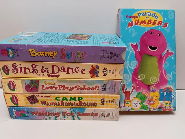 RARE 5 COUNT Lot Barney VHS Tapes With Slip Covers Santa School Numbers ...