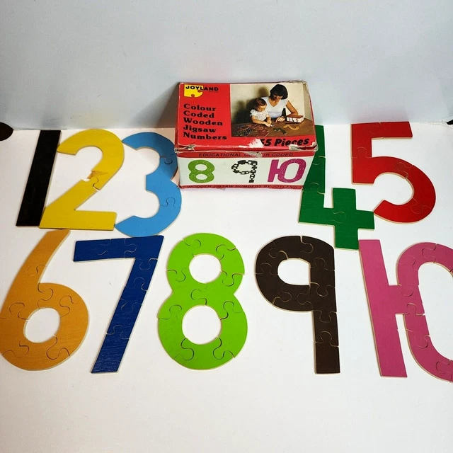 JOYLAND COLOUR CODED Wooden Jigsaw Numbers Puzzle In Made Australia ...