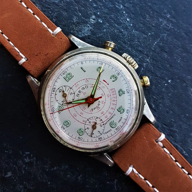 VINTAGE MECHANICAL CHRONOGRAPH Watch, Rego 1950's Telemeter with ...