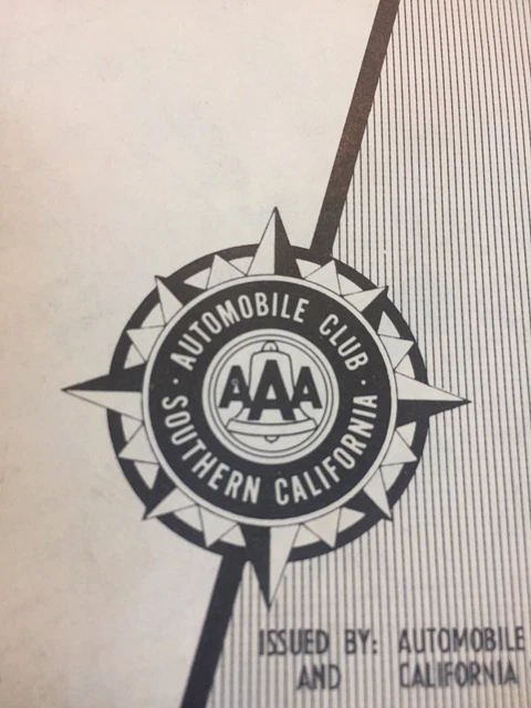 VINTAGE CENTRAL AREA Street Map Metropolitan Los Angeles AAA Automobile ...