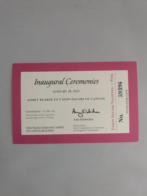 DONALD TRUMP 2025 Official Presidential Inauguration Ceremonies Pink ...