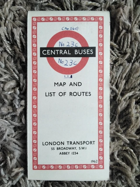 LONDON TRANSPORT MAP And List Of Routes Central Buses 1962 £2.00 ...