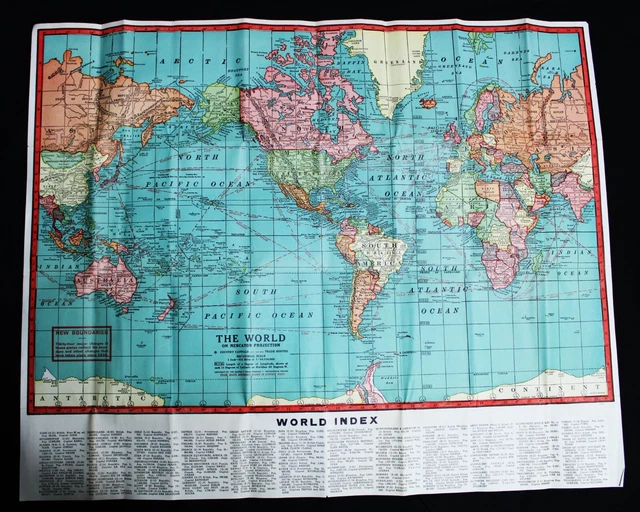 MAP OF THE WORLD POST WWII 1950s GEORGE F. CRAM COMPANY VINTAGE £5.53 ...