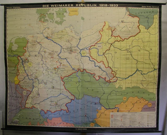 SCHULWANDKARTE WALL MAP School Map Germany Weimar Republic 18-33 ...