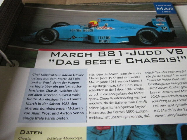 FORMEL 1 ARCHIV Autos 1988 March 881 Judd V8 EUR 4,44 - PicClick DE