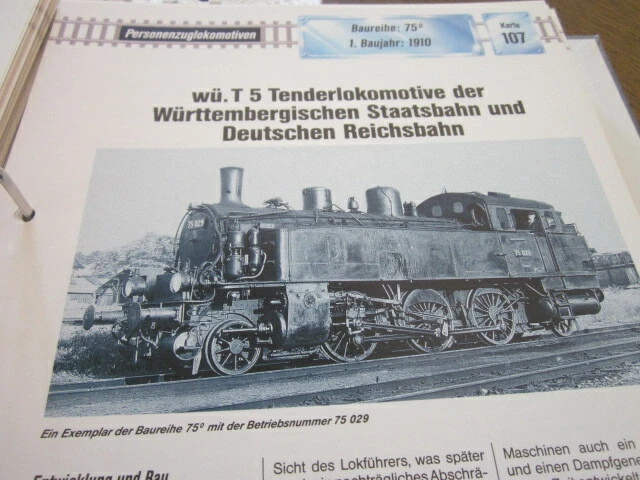 DAMPFLOK RISSZEICHNUNG P 107 wü. T5 württembergische Staatsbahn DRG 75. ...