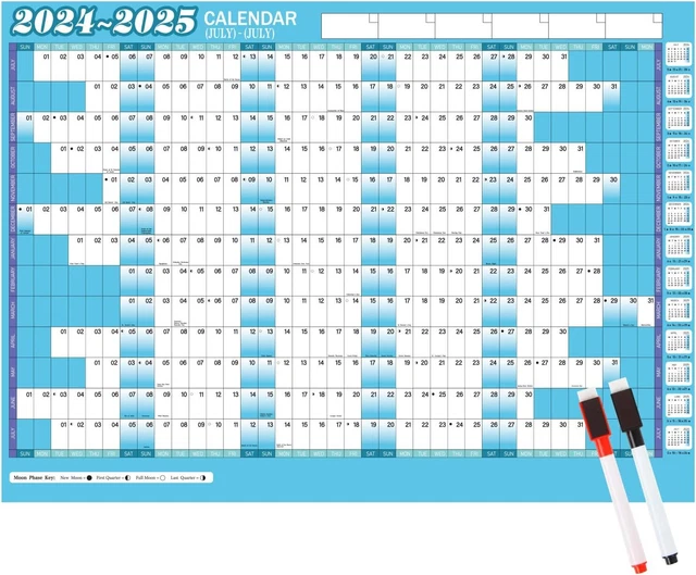 JOFONY WALL PLANNER 2024-2025 Yearly Calendar JULY 2024 - 2025 BLUE £4. ...