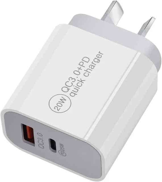 AU PLUG 20W USB C Fast Charger + 18W Quick Charge 3.0 USB-A Fast ...