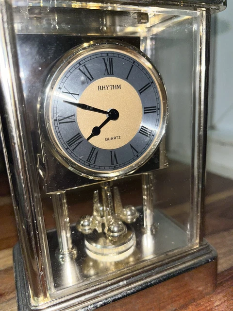 RHYTHM QUARTZ ROTATING Pendulum Mantel Desk Clock Silver £10.00 ...