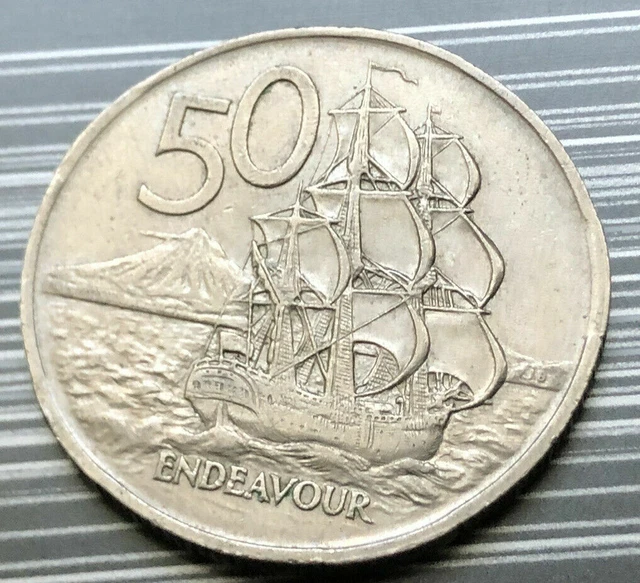 1986 NEW ZEALAND 50 Cent Coin - Endeavour - Low Mintage - Gc $8.00 ...