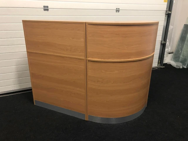 RECEPTION DESK Curved Corner Unit Office Table 1400Mm Oak Reception ...