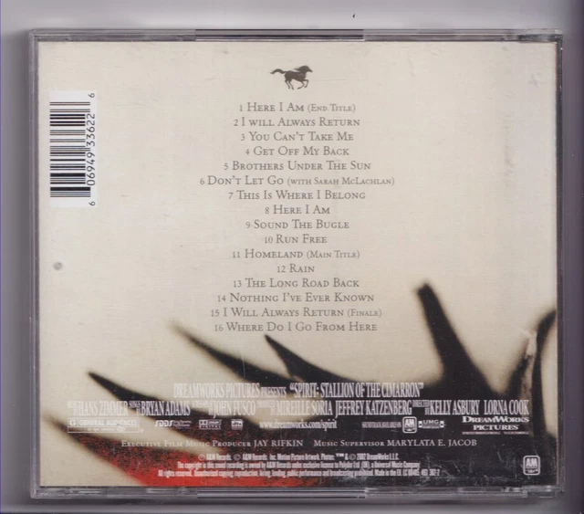 (LE718) BRYAN ADAMS: Spirit, Stallion Of The Cimarron, Soundtrack ...