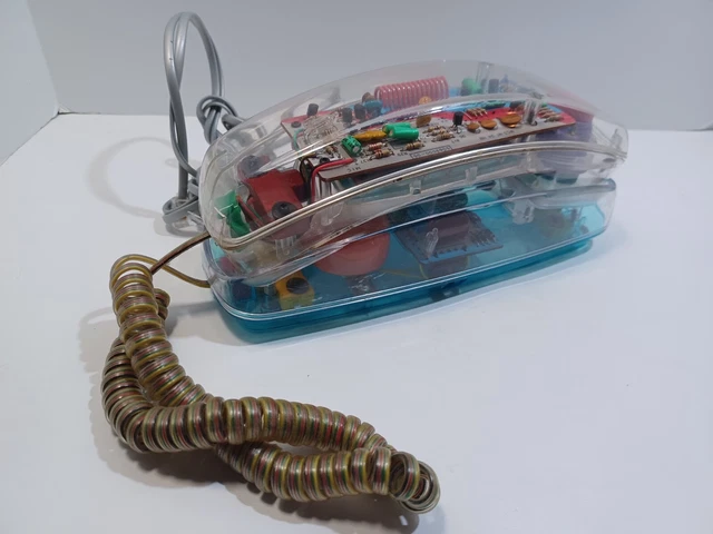 VTG UNISONIC CLEAR See Through 80s Retro Push Button Phone Model 6900 ...