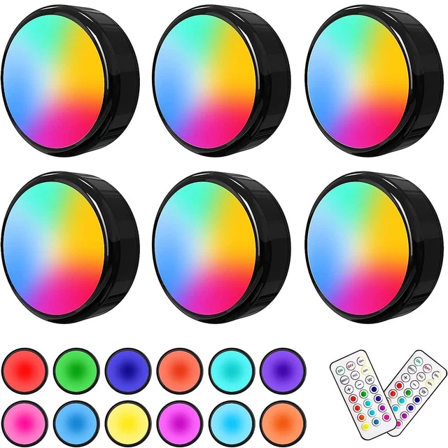 1/2/3/4/6 PACK RGBW LED Puck Lights with Remote LED Under Cabinet ...