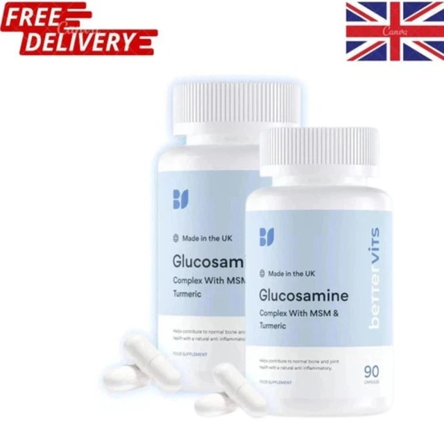 2 PACK BETTERVITS Glucosamine Complex With MSM & Turmeric 90 Capsules £ ...