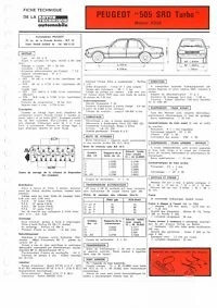 505 SRD TURBO Fiche Technique Peugeot EUR 2,00 - PicClick FR