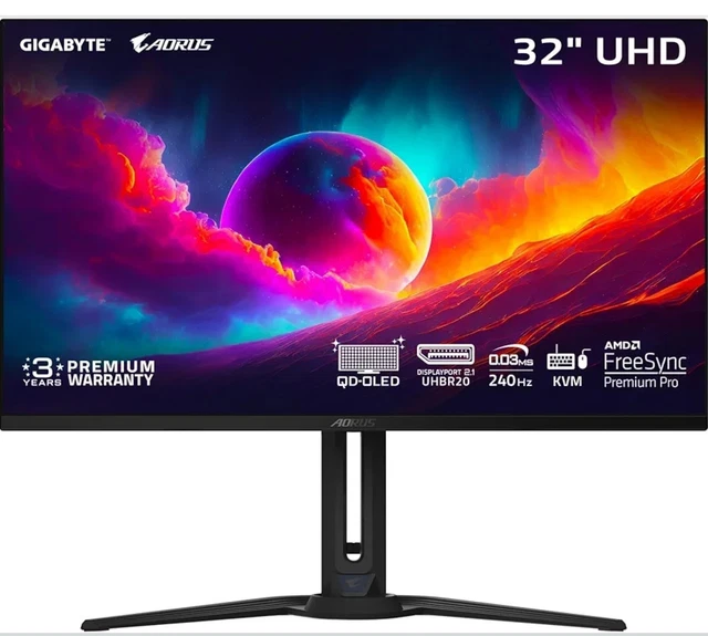 AORUS FO32U2 32” 4K TRUE 240Hz OLED Gaming Monitor DisplayPort 2.1 ...