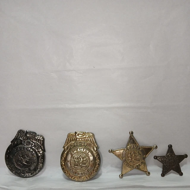 VINTAGE METAL TIN Toy Special Police Badge and Deputy Sheriff Lot of 4 ...