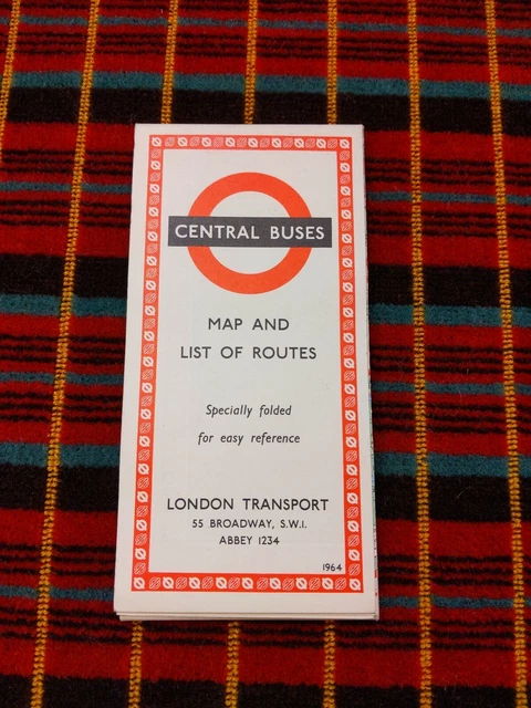 LONDON TRANSPORT CENTRAL BUSES Map And List Of Routes 1964. 564/1619E ...