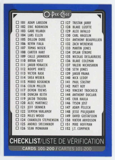2021 21-22 OPC Blue Border Parallel #200 Checklist Card $2.49 - PicClick CA