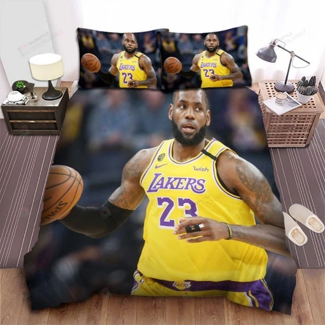 LOS ANGELES LAKERS Lebron James In A Match Quilt Duvet Cover Set Doona ...