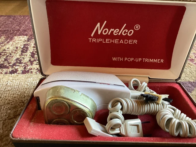 VINTAGE 1960'S NORELCO Electric Tripleheader Shaver With Pop-Up Trimmer ...